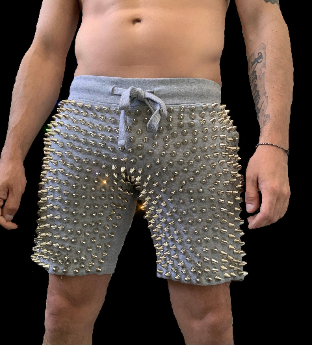 Studmuffin NYC FULLY LOADED Spike Sweat Shorts 2- Above Knee - More Co